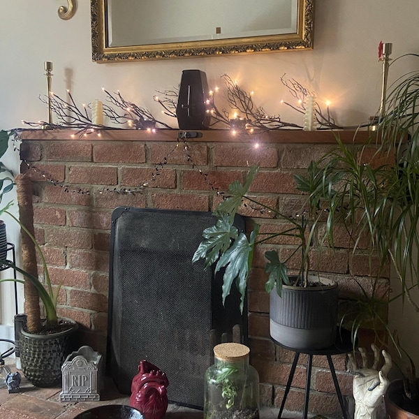 Black Leaf Fairy Lights - Gothic Wedding Table Decor Garland - Dark ...