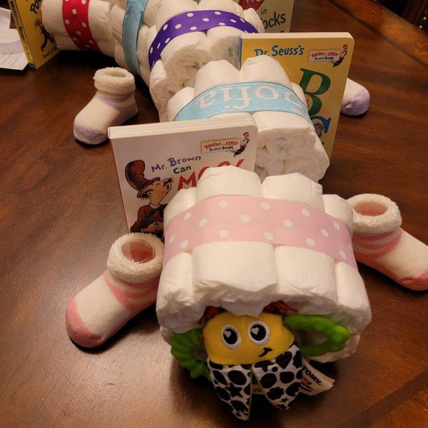 Book Diaper Cake - Caterpillar Diaper Cake - Diaper Cake - Book Baby ...