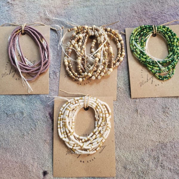 Mahogany Majesty Waist Beads Set of 3 Clasp or Tie on Women Boho Belly ...