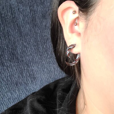 PAIR of Stunning Red, Black & White Swirl Glass Spiral Tapers Gauges 4g ...