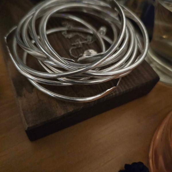 Solid 925 Sterling Silver Bangle, Thick Heavy Silver Bangle, Chunky Silver Bracelet, Stackable ...