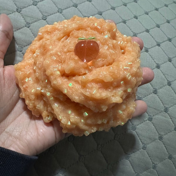 Peach Bingsu Crunchy Slime, Peaches, Slime Gifts, Scented Slime, Slime ...