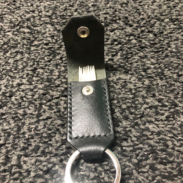 Minimalist Leather Keychain Toothpicks Holder, Handmade Leather Case ...