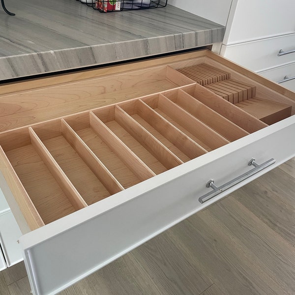 Custom Drawer Divider, Maple Silverware Organizer, 8 Spaces ...