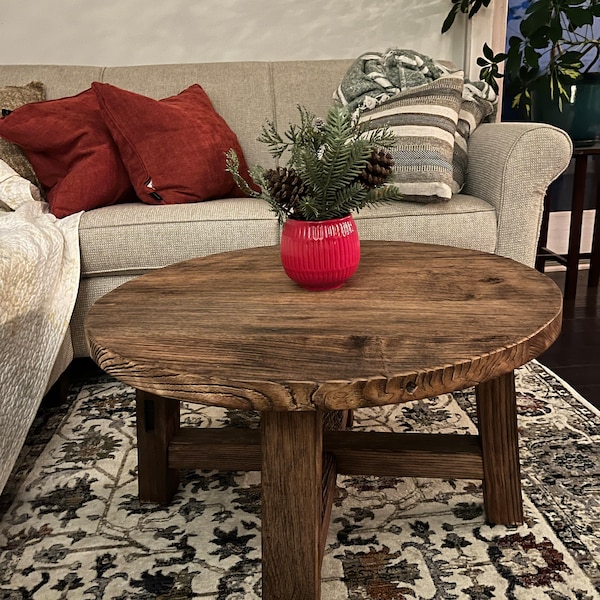 Rustic Round Coffee Table – Reclaimed Barnwood for Organic Modern ...