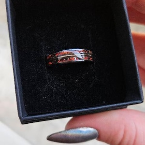 Red Fire Opal Ring, Opal Engagement Ring, Opal Wedding Ring, Meteorite ...
