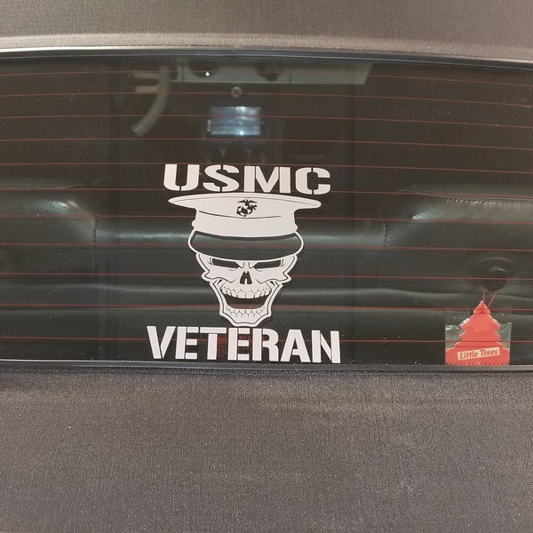USMC Skull Marine Corps Veteran Vinyl Decal Sticker United States ...