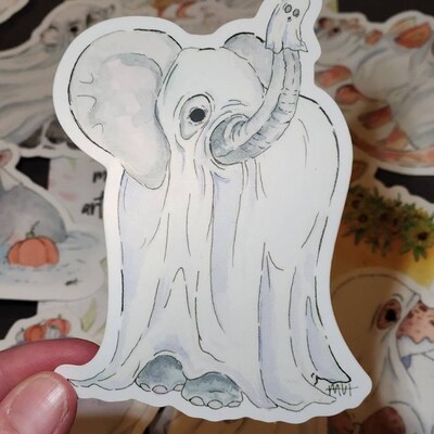 Spooky Ghost Elephant Sticker - Etsy
