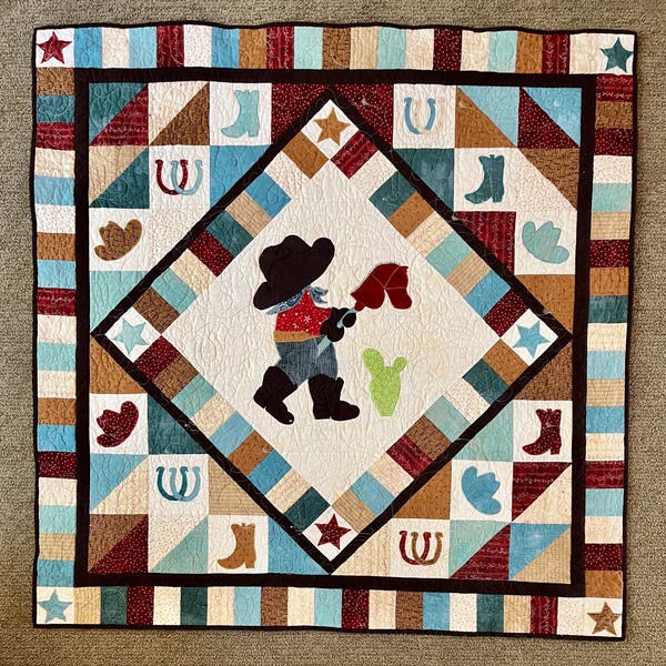 Cowboy Quilting Embroidery Design. Wester Quilt Block Machine ...