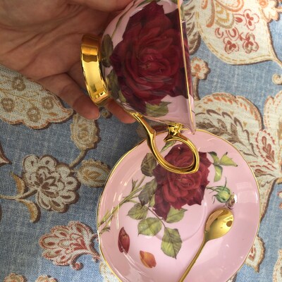 Gorgeous Black and Gold Tea Set, Bat, Cat, Crow and Moth Design ...