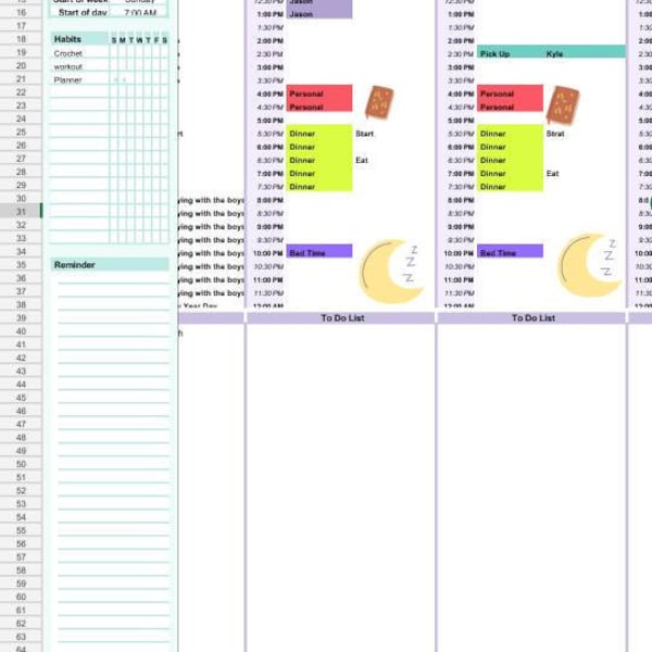 Editable Planner Spreadsheet Google Sheets & Excel | Daily, Weekly ...
