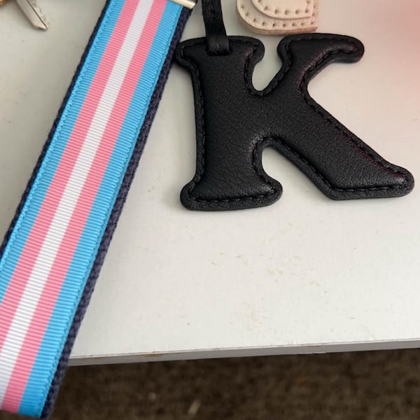 Personalized Initial Name Leather Bag Charm, Custom Handmade Keychain ...