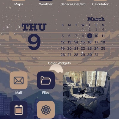 Lo-fi Aesthetic Night Blue Bronze Ios 14 Covers Neon Icon - Etsy