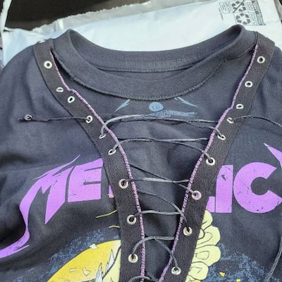 Metallica Lace up Chain T Shirt Rock Metal Band Master of Puppets ...