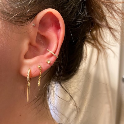 ASTM F136 Pear Star Titanium Conch Earring, Conch Labret, Internally ...