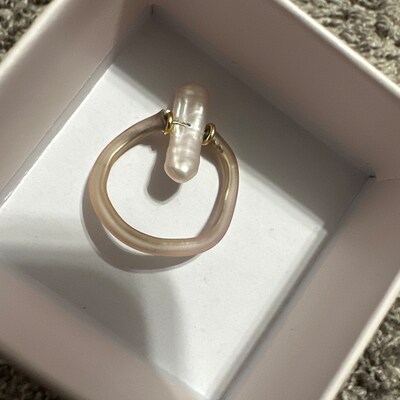 Dainty Pearl Stacking Ring, Silicone Rings for Women, June Birthstone ...