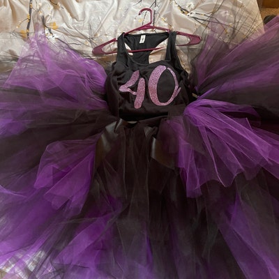 Black and Purple Adult Tutu W/ Black Satin Ribbon, Maternity Tutu ...