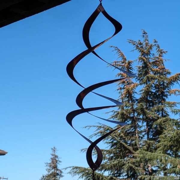 14" Hanging Pounded Copper Kinetic Wind Sculpture Double Helix - Etsy