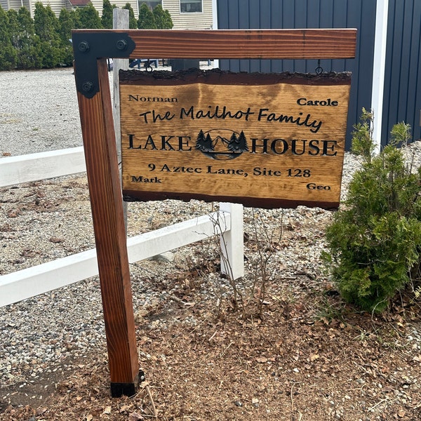 Rustic Live Edge Home Address Sign, Wooden Carved Address Sign, Custom ...