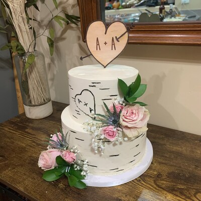 Heart Cake Topper With Initials Heart Wedding Cake Topper - Etsy