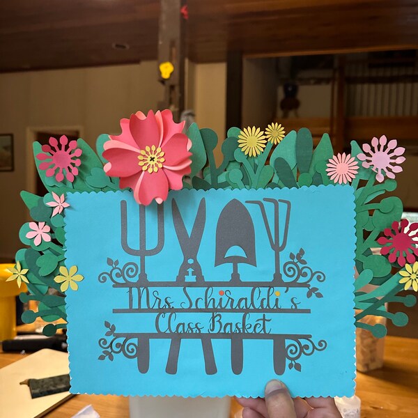 Garden and Farm Split Monogram Frame, Garden Spade Fork, Rake, Scissors ...