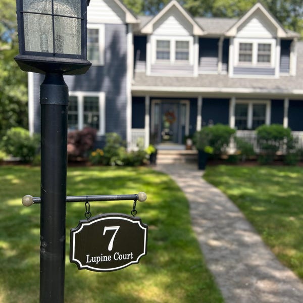 Oval Hanging House Number Sign, Signpost Sign, Wood Grain Address Sign ...