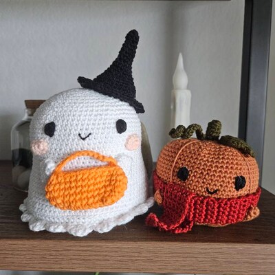 Crochet Halloween Pumpkins and Ghost PATTERN Amigurumi Cute Crochet ...