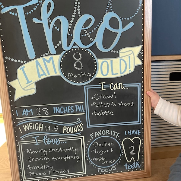 17x23 Reusable Monthly Baby Milestone Chalkboard/photo Prop/flowy ...