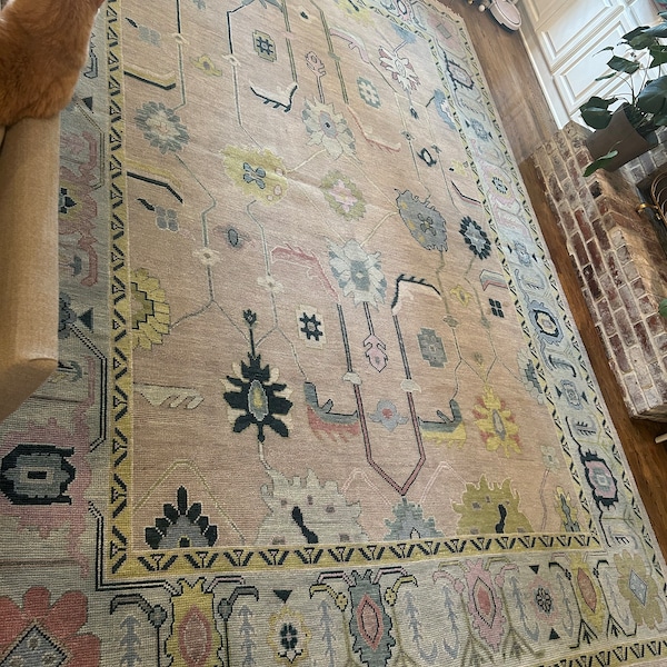 Natural Turkish Knot Oushak Rug 9X12,8X10,10X14 - Etsy