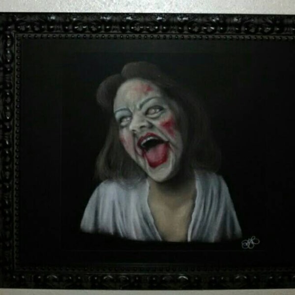 Evil Dead 2 Laughing Scene Original LARGE Unframed Soft Pastel Drawing ...