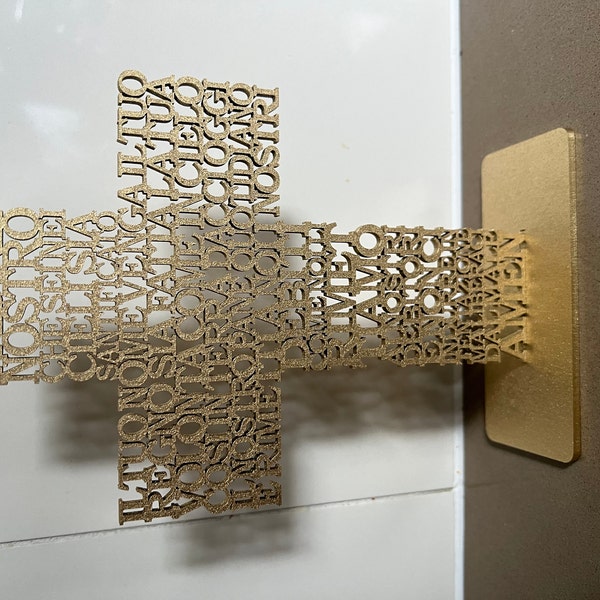 The Lords Prayer Our Father Cross / Crucifix Laser Cut Acrylic Gold ...