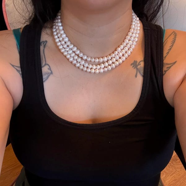 3 Layered Pearl Choker, Real Freshwater Pearl Choker Necklace, Bridal Choker, Wedding Necklace ...