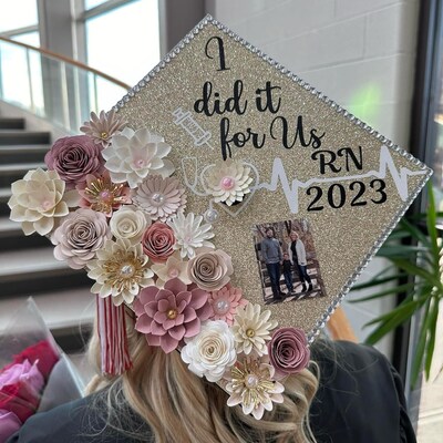 Graduation Cap Toppers/ Flower Graduation Cap/ Glitter Graduation Cap ...