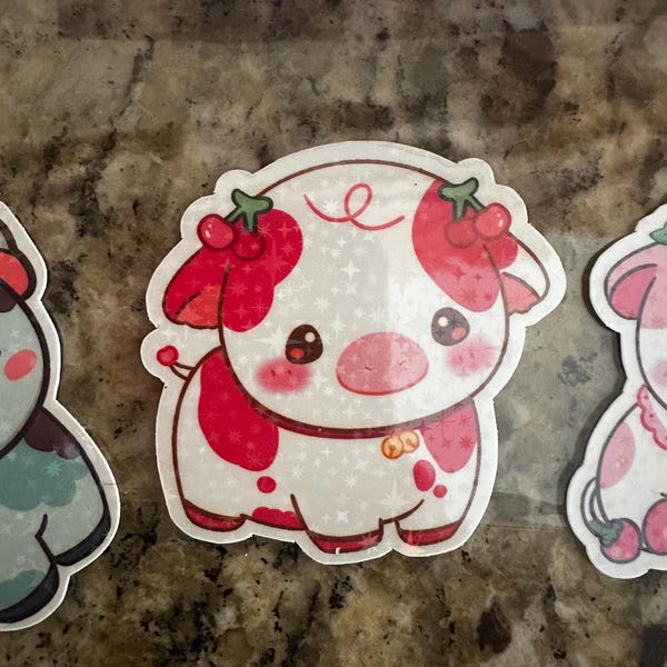 Ice Cream Cow Sticker Set Ver 2, Cute Cow Sticker Bundle, Rainbow Cow ...