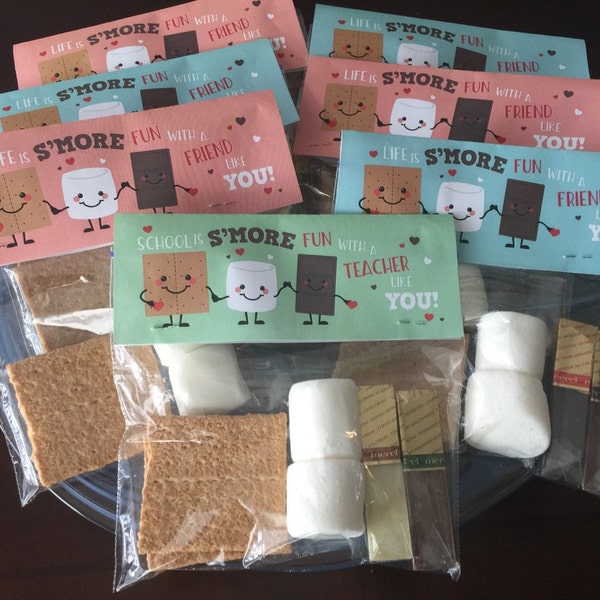 Valentine Treat Bag Toppers PRINTABLE Smores Valentine Cards for Kids ...
