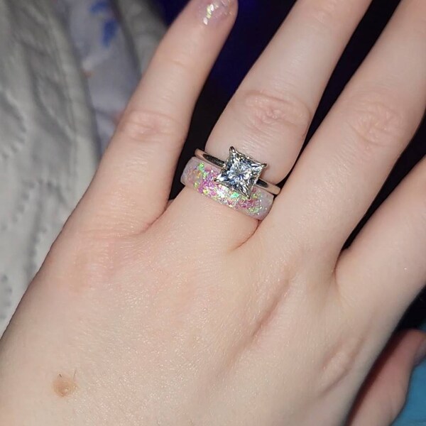 Mermaid Glitter Iridescent Ring. Chose a Color Iridescent Ring. Resin ...