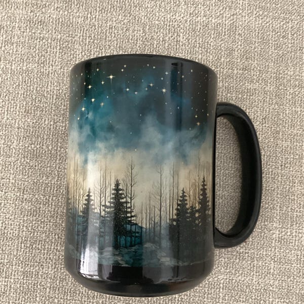 Moon and Trees Mug, Mystical Moon Mug, Moon and Stars Mug, Artistic ...