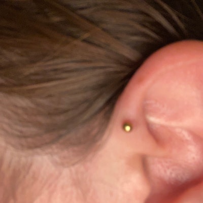 Gold Triple Forward Helix, 16g, 2mm 3mm 4mm Balls, Labret Studs, 6mm ...