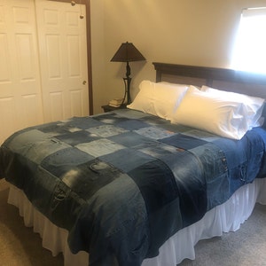 Denim Blanket-blue Jean Quilt Made to Order Country Blankets Denim ...