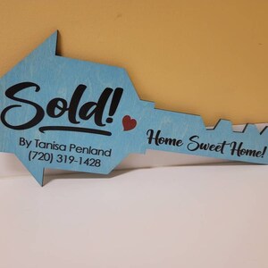 Personalized Real Estate Key Sold Wood House Key Sold Sign - Etsy
