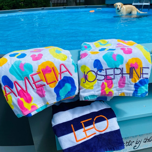 Personalized Beach Towels Embroidered Pool Towels Kids Beach Towels ...