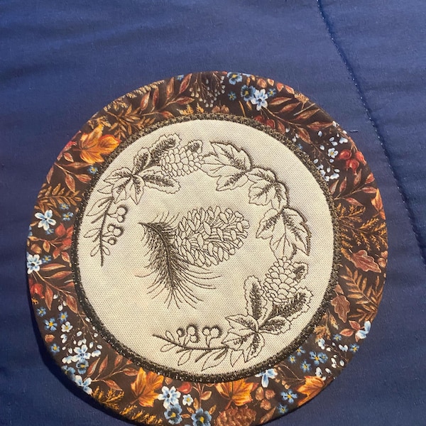 5 X 5 Heart Embroidery Mug Rug Coaster Whimsical Quilted Embroidered ...