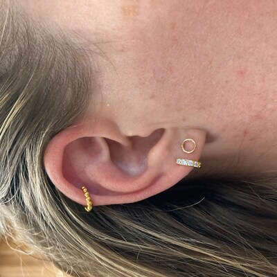 Tiny Circle Earrings Gold, Silver or Rose Gold Geometric Small Studs 14k Gold Studs Minimalist ...