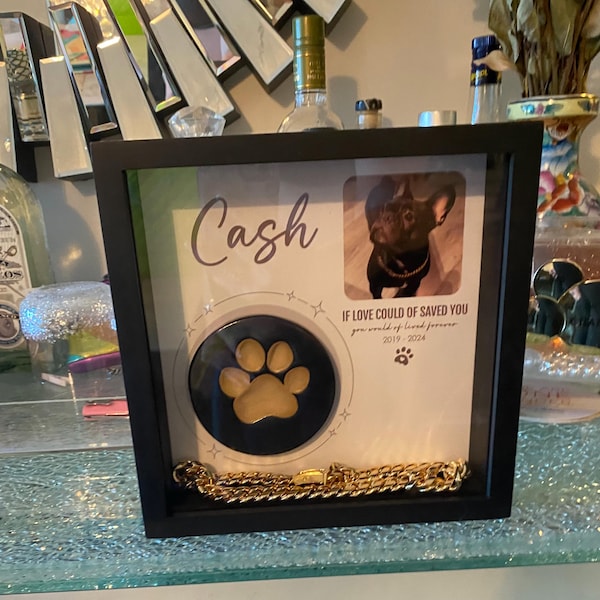 Custom Dog Memorial Shadow Box, Pet Paw Print Frame Pet Bereavement ...