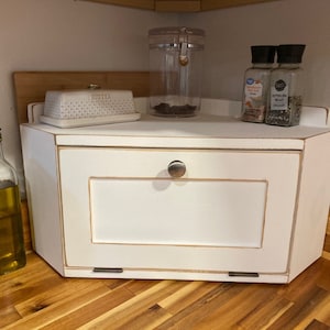 Corner Solid Wood Bread Box, Wood Breadbox, Corner Breadbox, Country ...