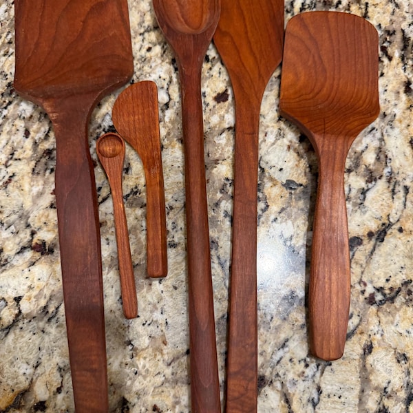 Wooden Kitchen Utensils Set - Large Flipper, Small Flipper, Cooking ...
