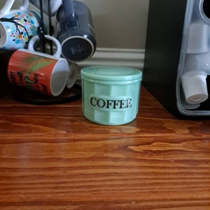 Jadeite Green Depression Style Glass Grease Jar With Lid, Black Band ...