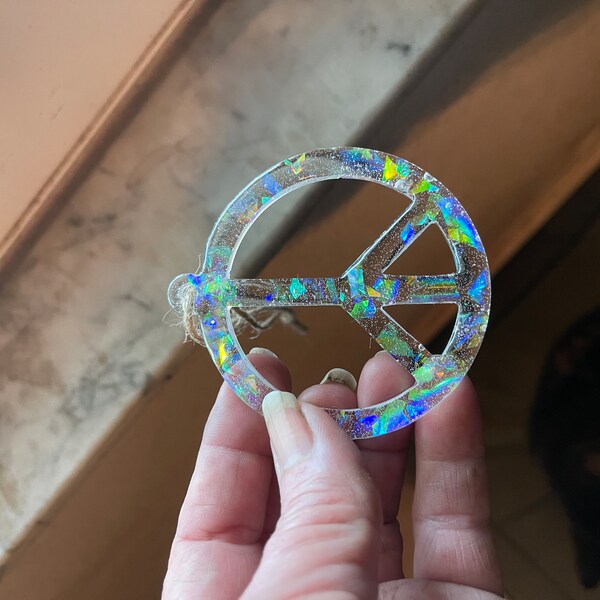 Iridescent Peace Sign Ornament - Etsy