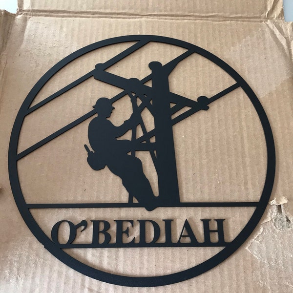 Lineman Last Name Metal Sign- Lineman Gift- Lineman Sign- Personalized ...