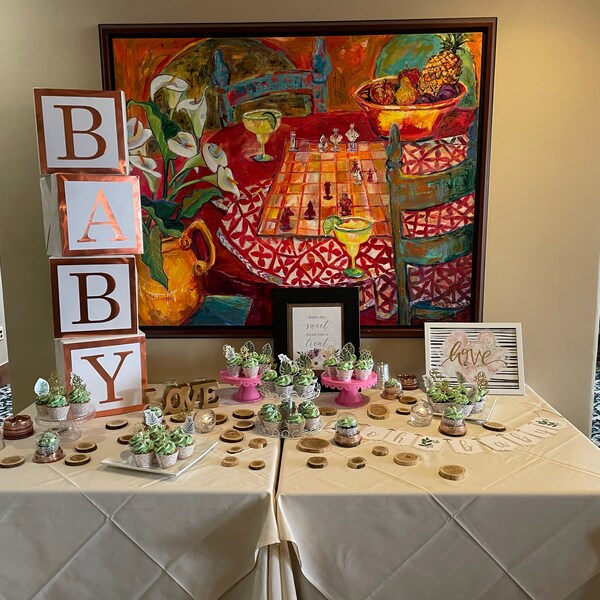 DIY 12" White and Gold (inverted) Baby Shower Block Kit, Baby Shower ...